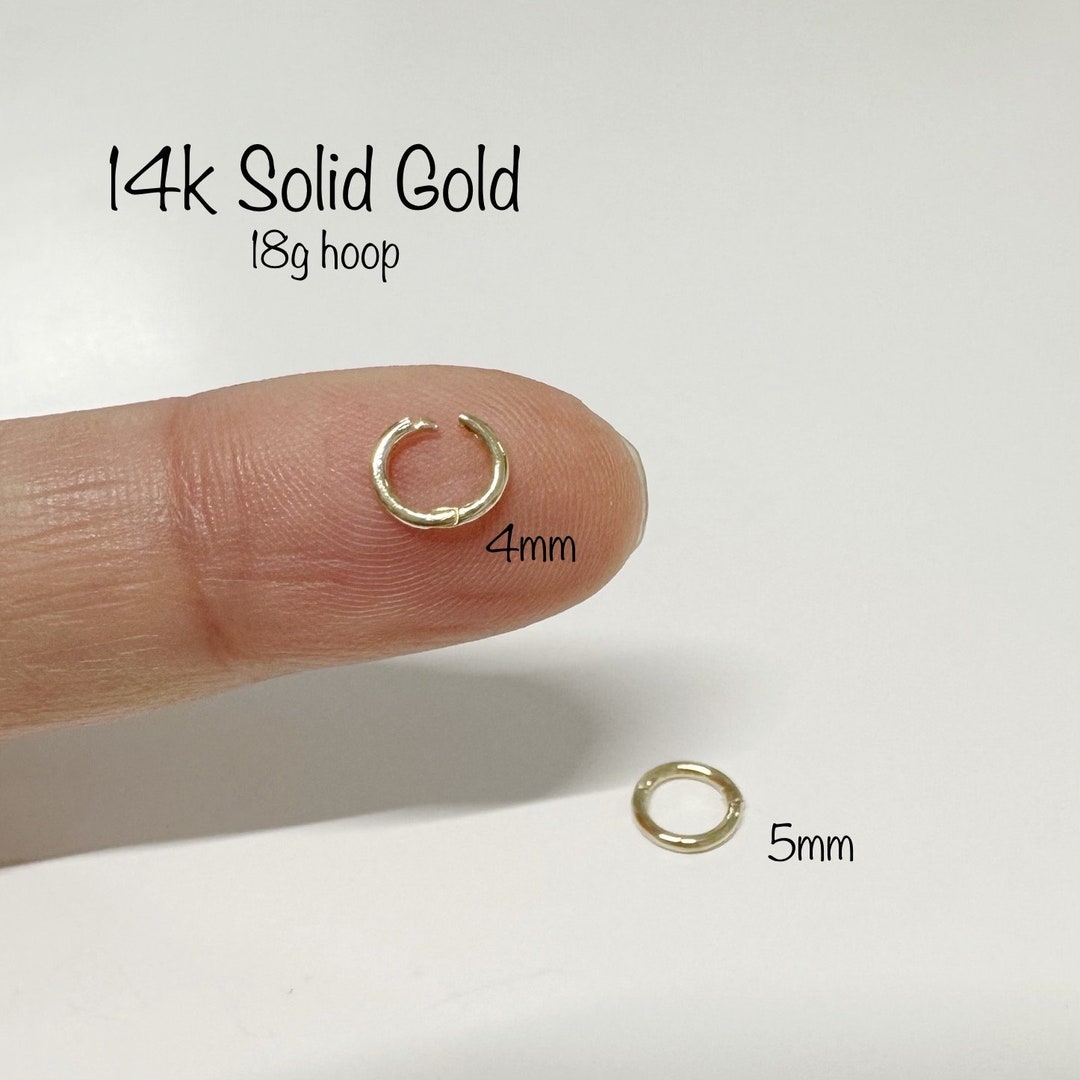 4mm 14k Solid Gold Huggie Hoop: Tiny Cartilage Earring (single) - Etsy