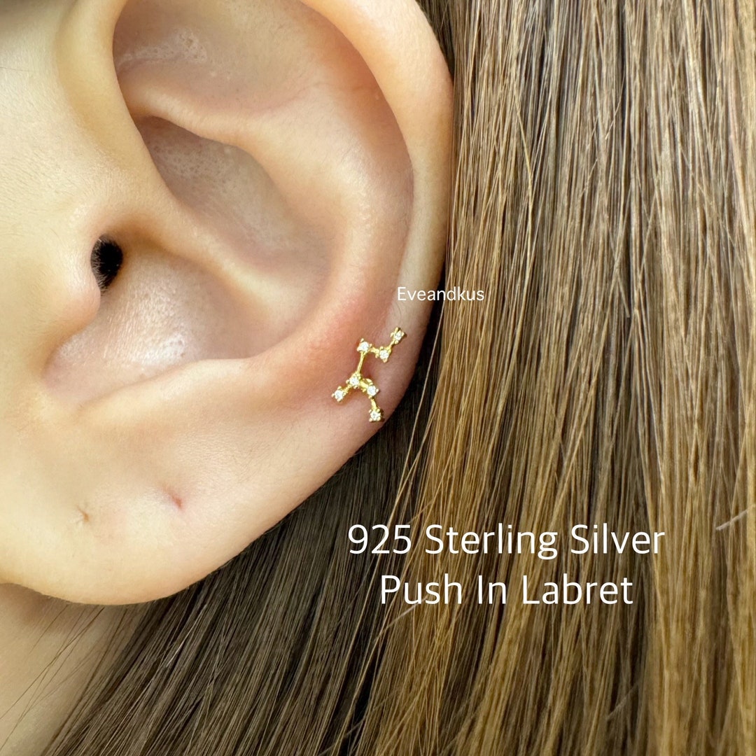 Tiny Virgo Constellation Push-in Threadless Labret, Virgo Minimalist ...