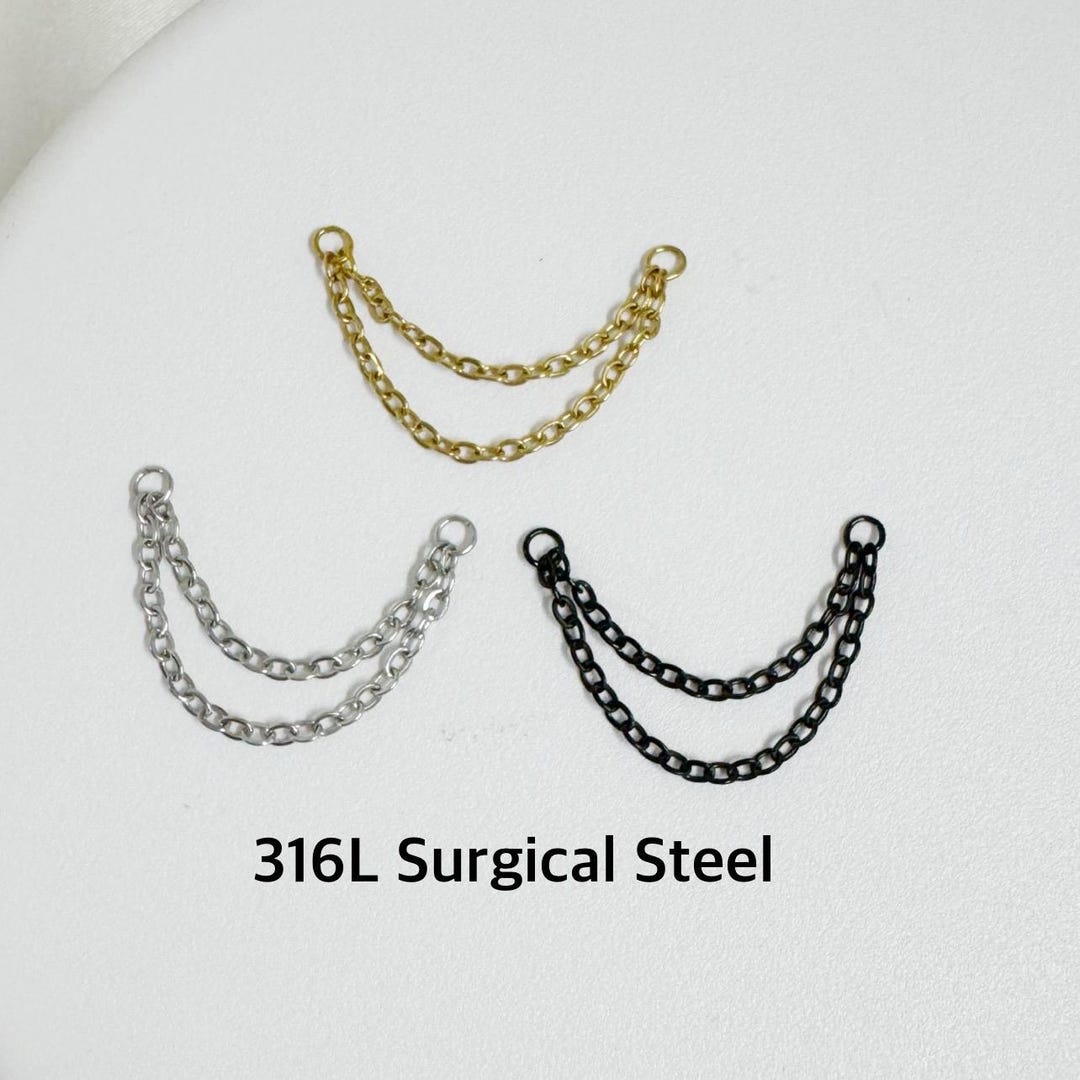 316L Surgical Steel Chain Connector for Cartilage, Helix, Conch, Nose ...