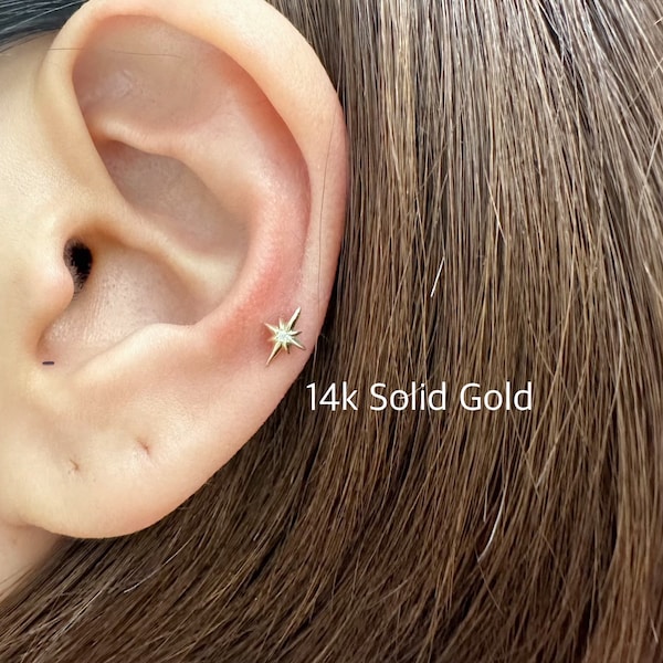 14k Gold Cartilage Earring - Etsy