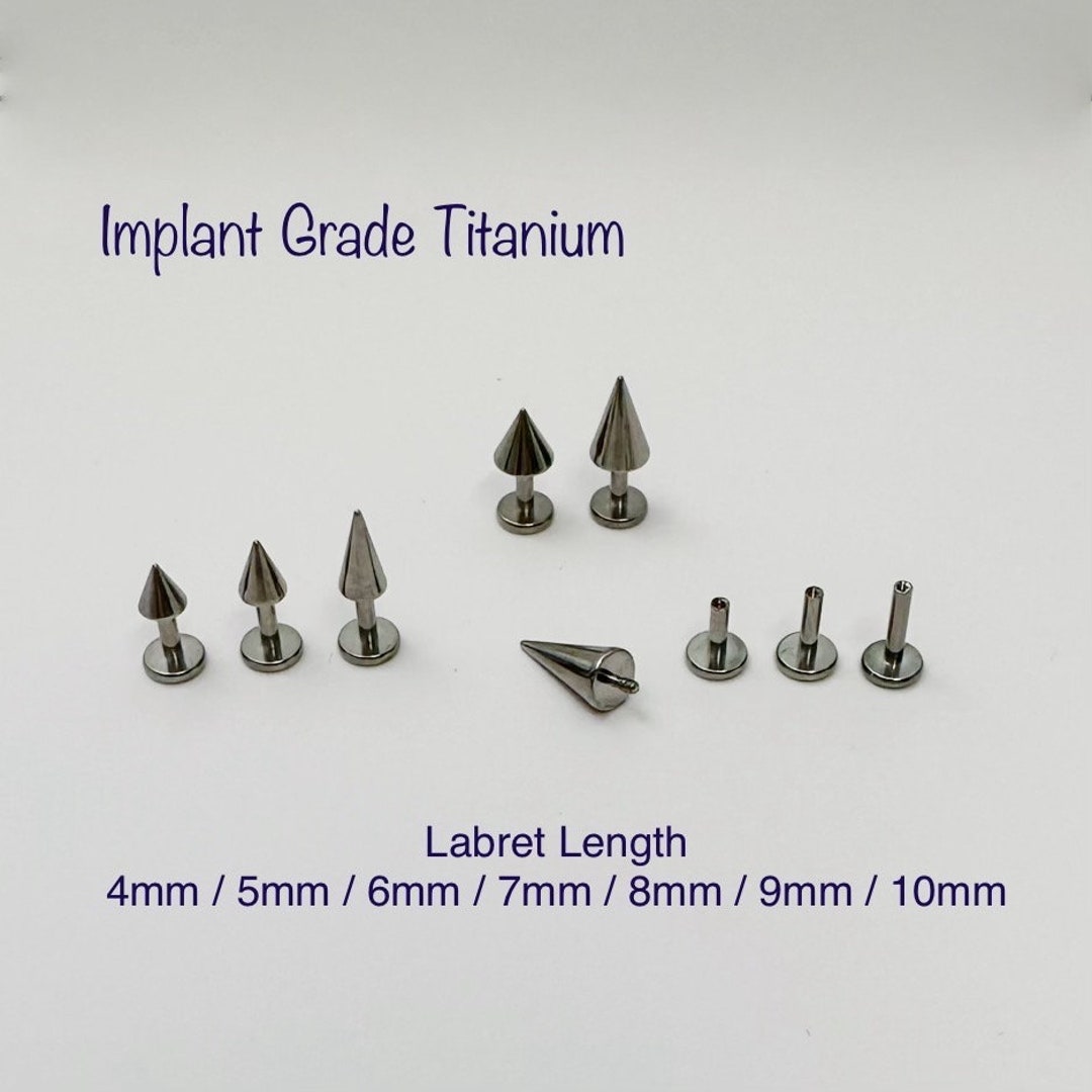 16g Implant Grade Titanium Spike Labret: Internally Threaded Cartilage ...