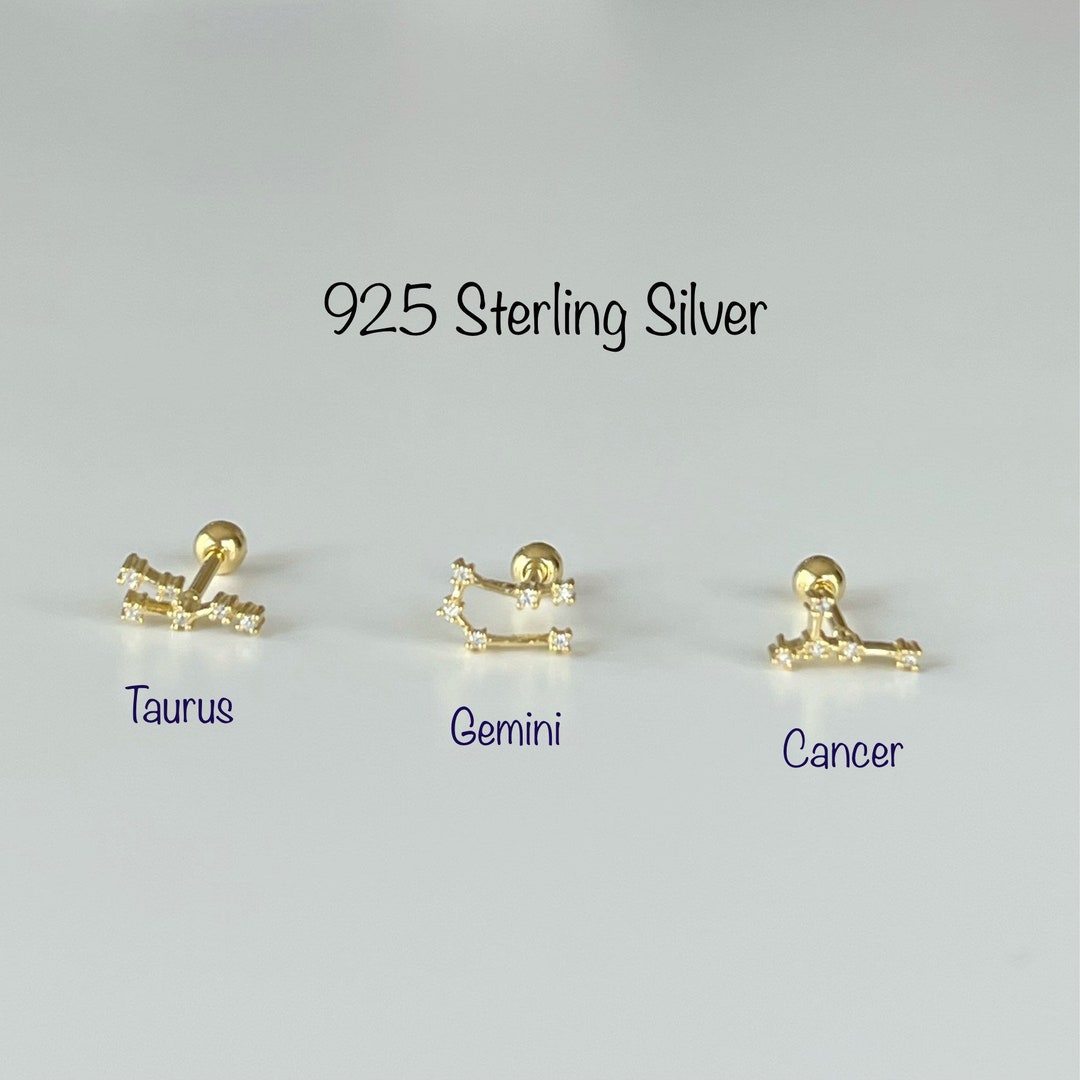 18g Constellation Piercing, 925 Sterling Silver Constellation Earrings ...