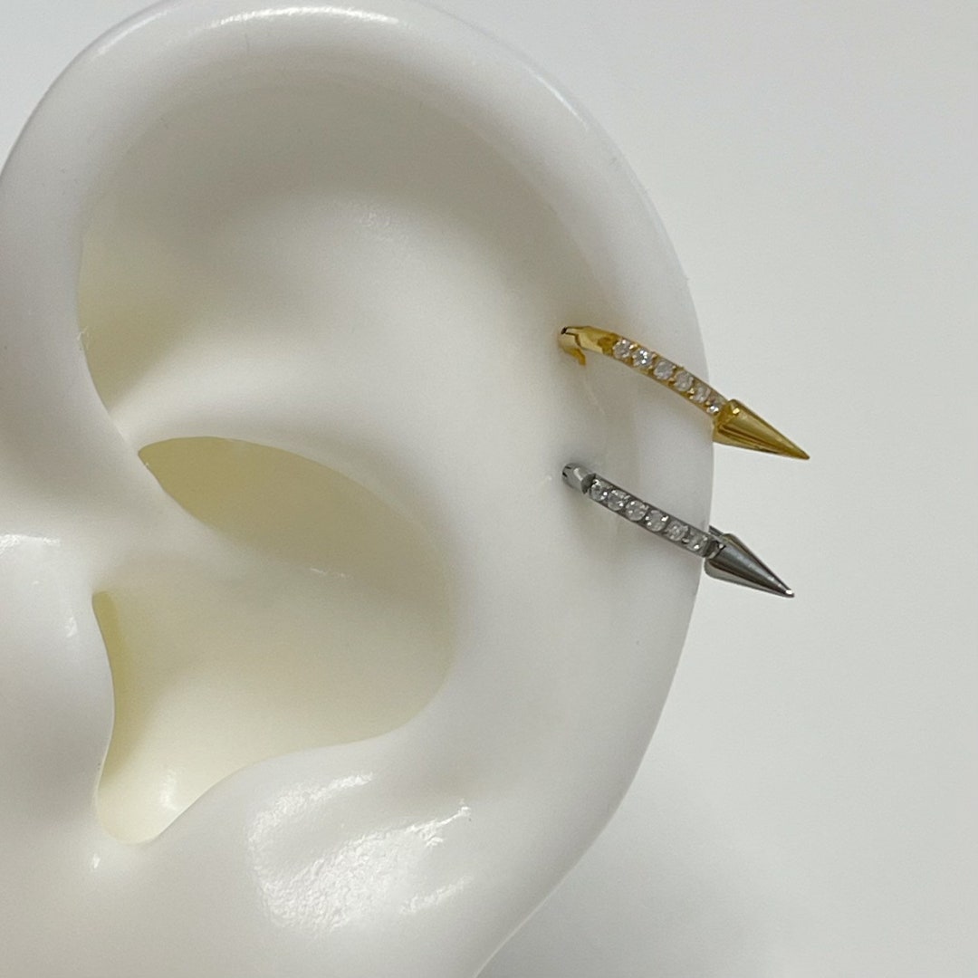 16g Titanium Spike Clicker Hoop: CZ Prong Set Hinged Segment - Etsy
