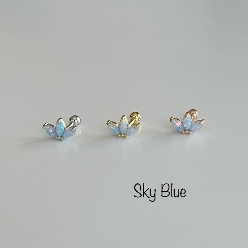 Genuine OPAL Crown Piercing single Triple Marquise Opal | Etsy