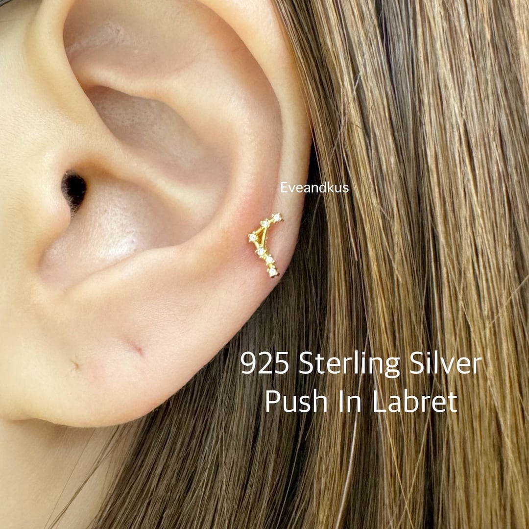 Tiny Libra Constellation Push-in Threadless Labret, Libra Minimalist ...