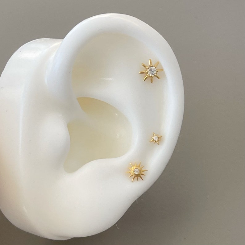 18g Dainty Starburst Piercing single Screw Ball End - Etsy