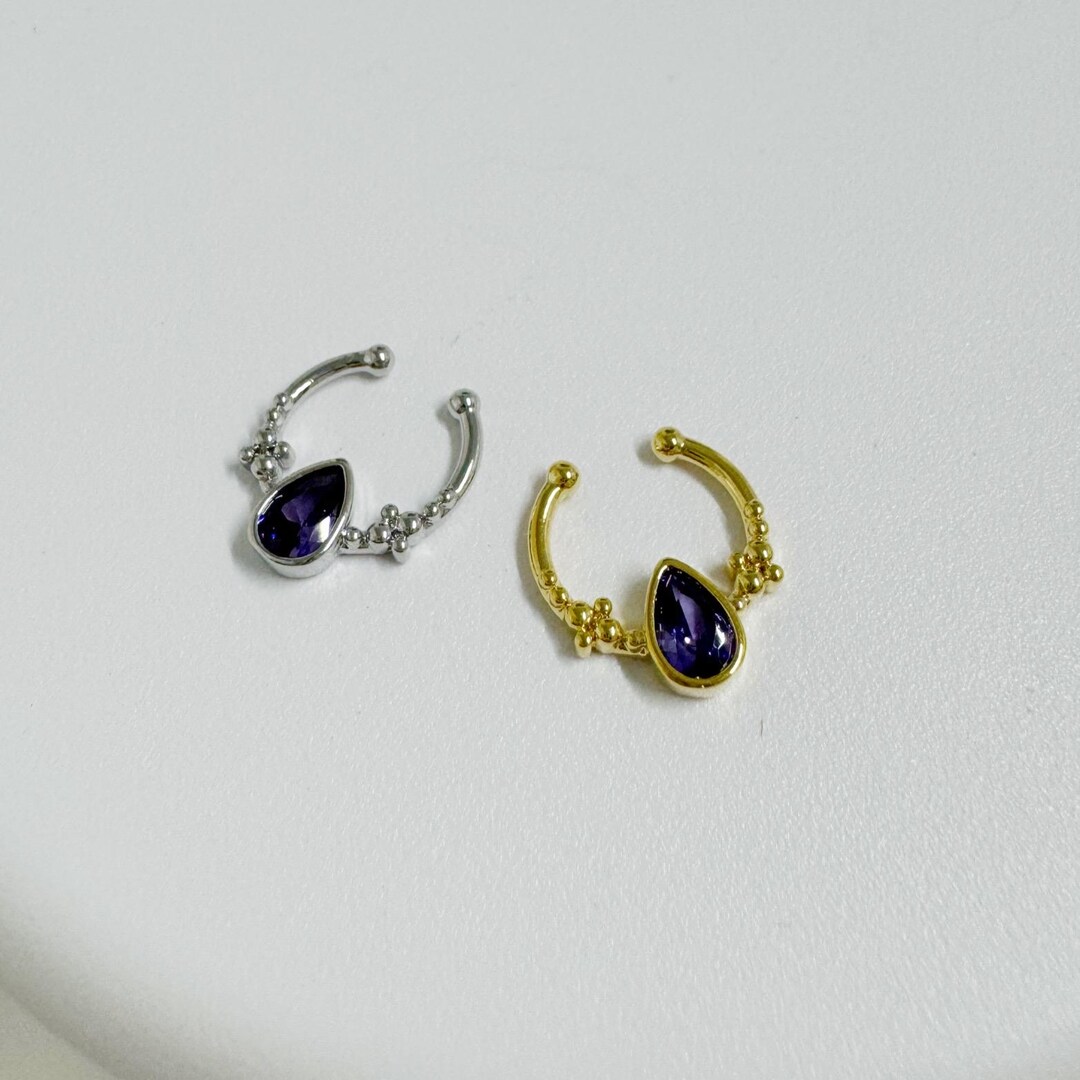 Fake Septum Hoop, 316L Surgical Steel Fake Septum Ring With Amethyst CZ ...