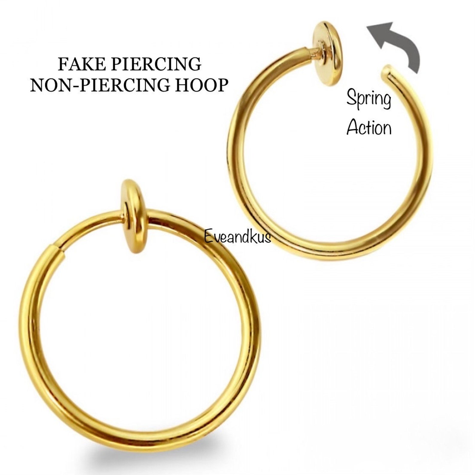 Surgical Steel Fake Hoop Ear Cuff: No Piercing Spring Action - Etsy