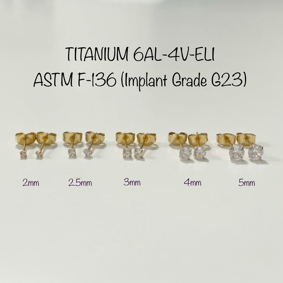Implant Grade Titanium CZ Stud Earrings: Minimalist Cubic Zirconia - Etsy