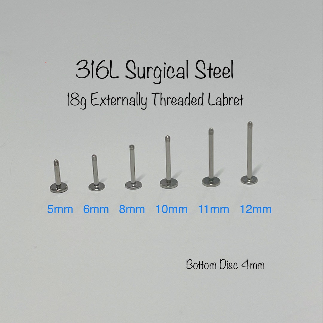18g Surgical Steel Labret Post - Externally Threaded Replacement - Etsy