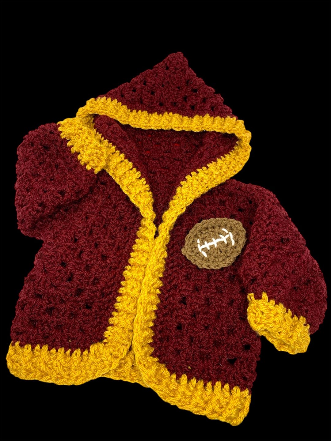 Football Baby Cardigan, Hand Crochet Baby Cardigan, Hexagon Cardigan ...
