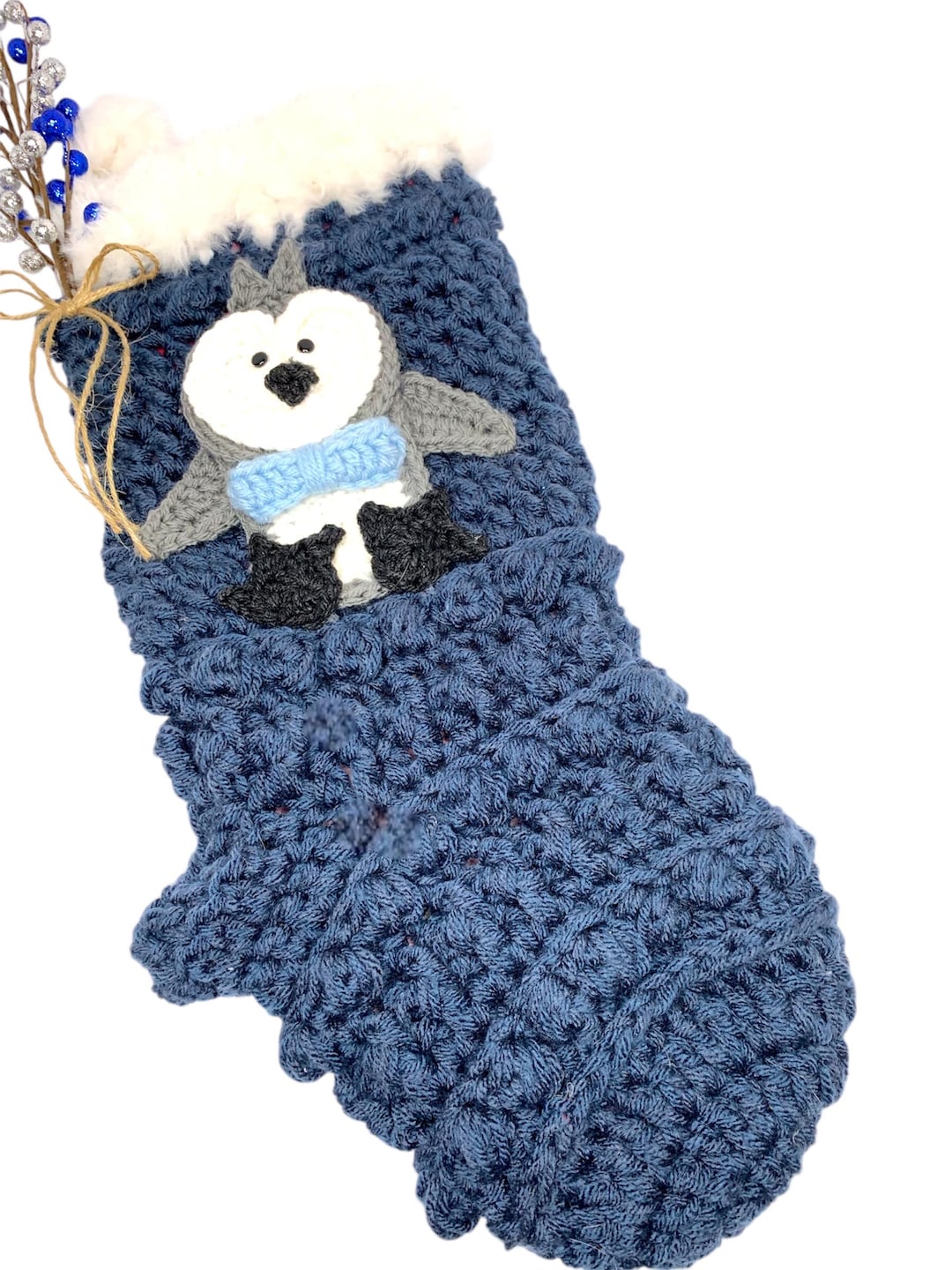 Penguin Christmas Stocking,crochet Christmas Stocking,farmhouse ...