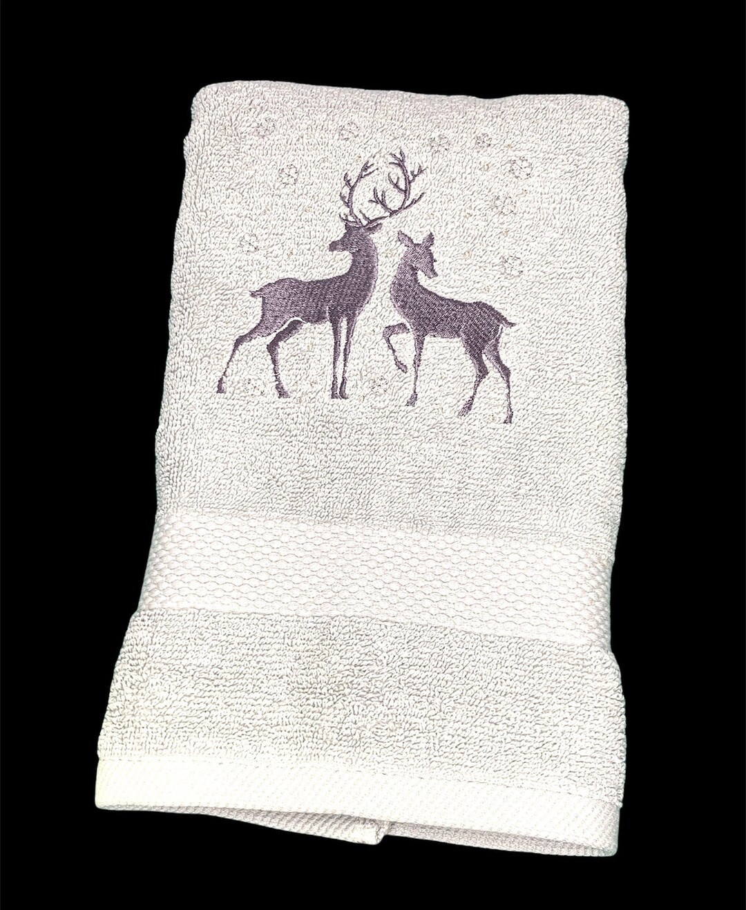 Embroidered Deer Hand Towel, Deer Hand Towel, Guest Towel, Winter Hand ...