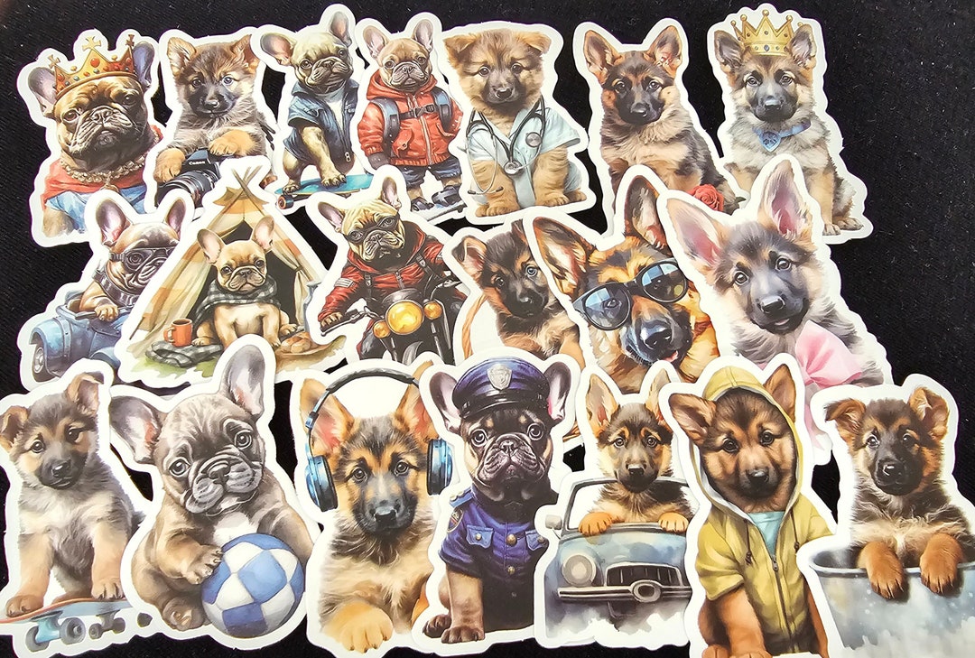 Cute Puppy Stickers Watercolor Vinyl Hearts Dog Art Sticker Pack ...