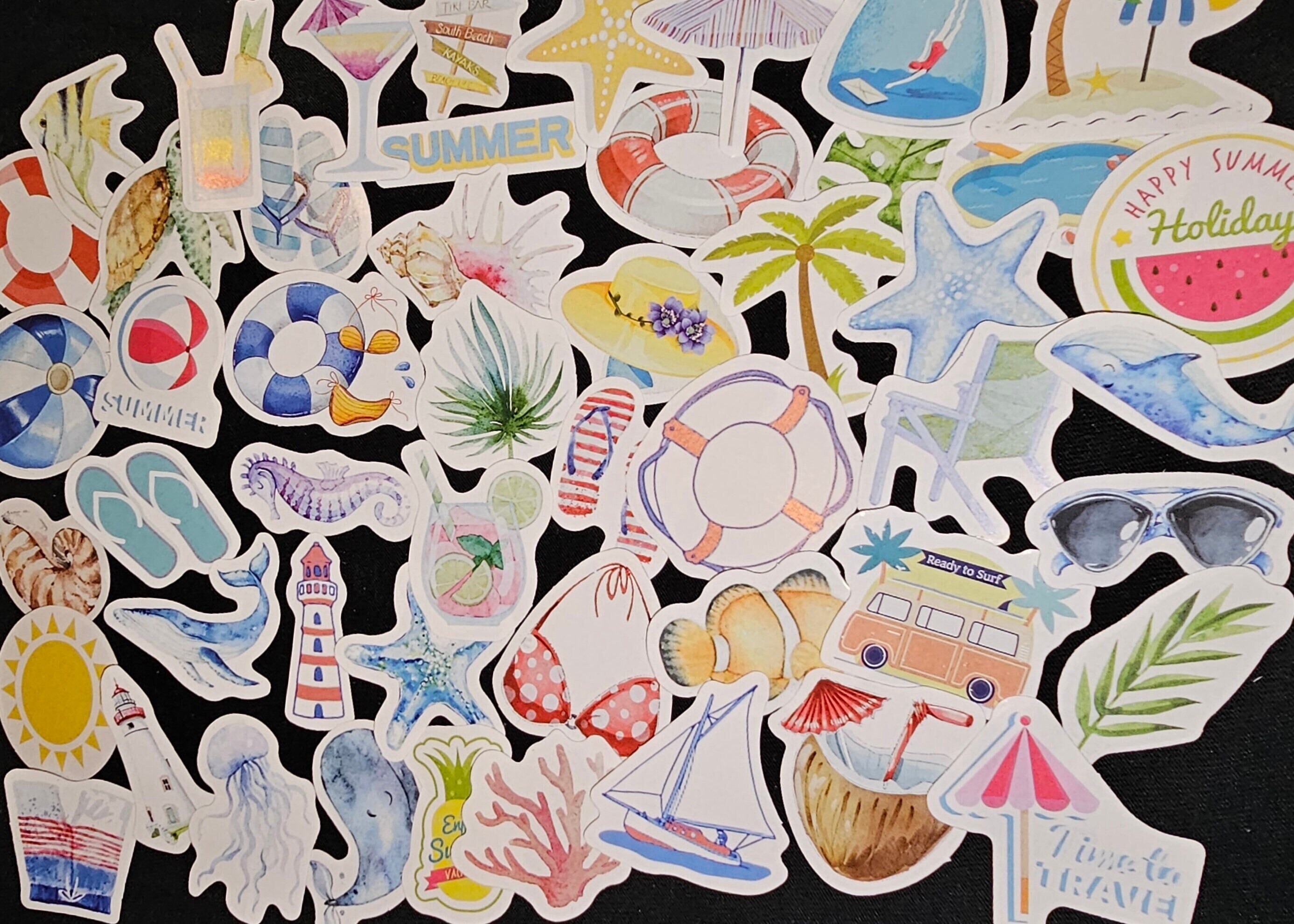 Summer Beach Stickers Pack Vacation Vinyl 50 Set Ocean Scene - Etsy