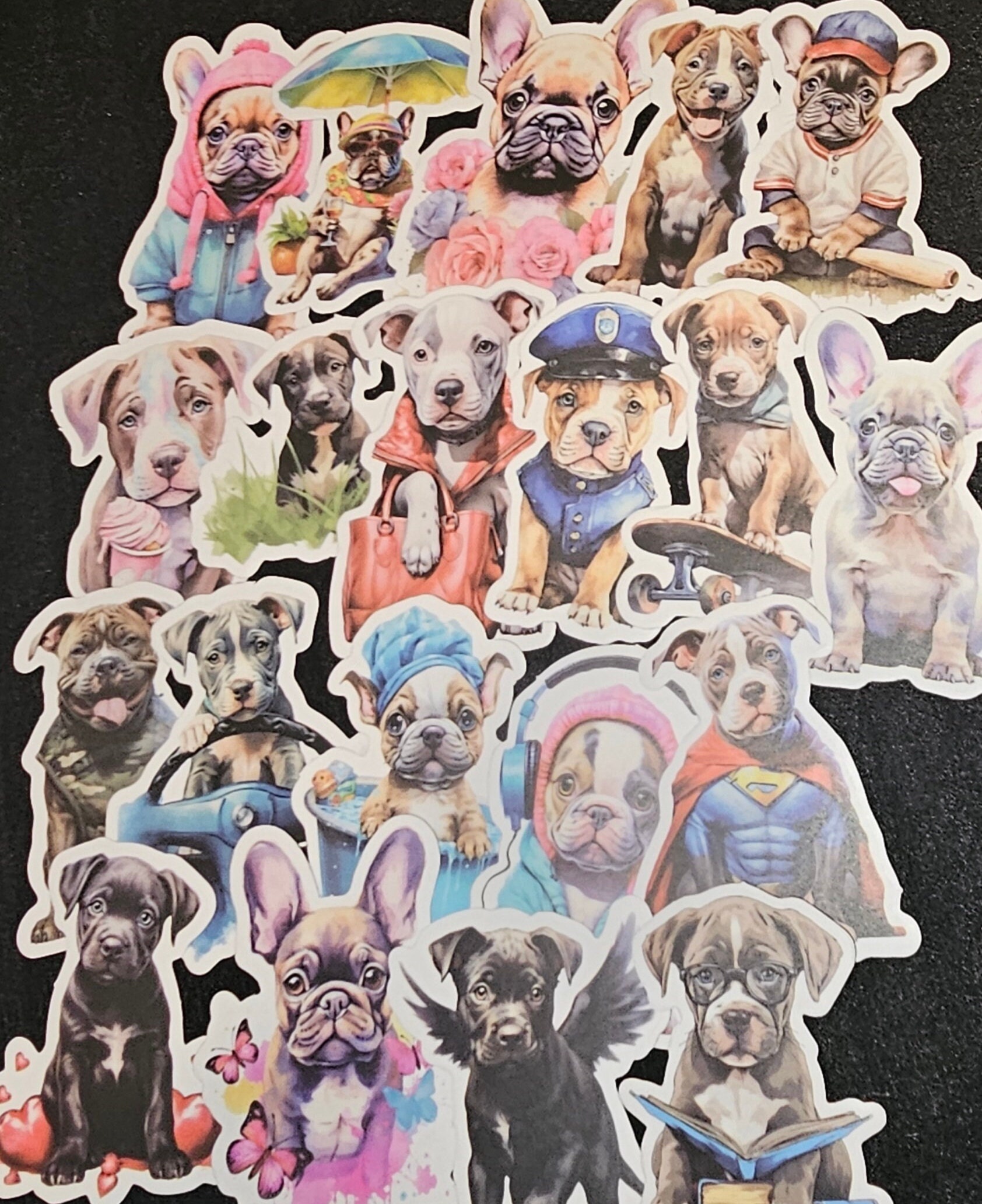 Cute Puppy Stickers Watercolor Vinyl Hearts Dog Art Sticker Pack ...