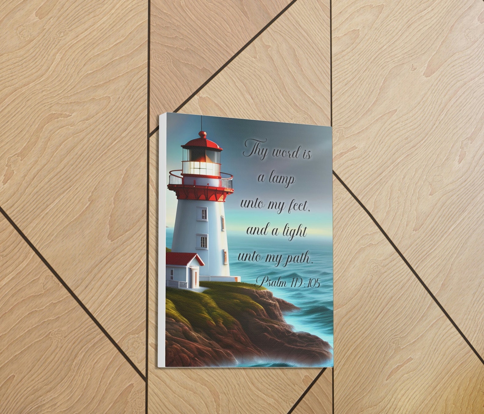 Religious Psalm Bible Verse Lighthouse Beach Canvas Wrap - Etsy