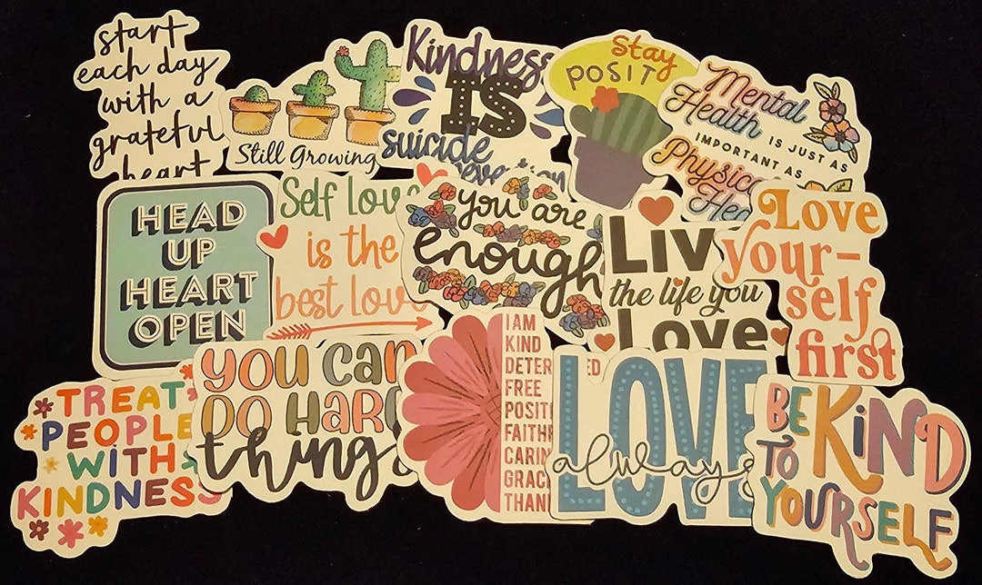 Positive Quote Stickers Set 15 Count Motivational Language Self Love ...