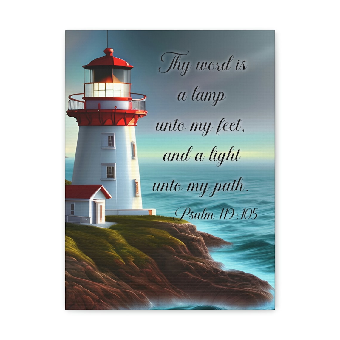 Religious Psalm Bible Verse Lighthouse Beach Canvas Wrap - Etsy