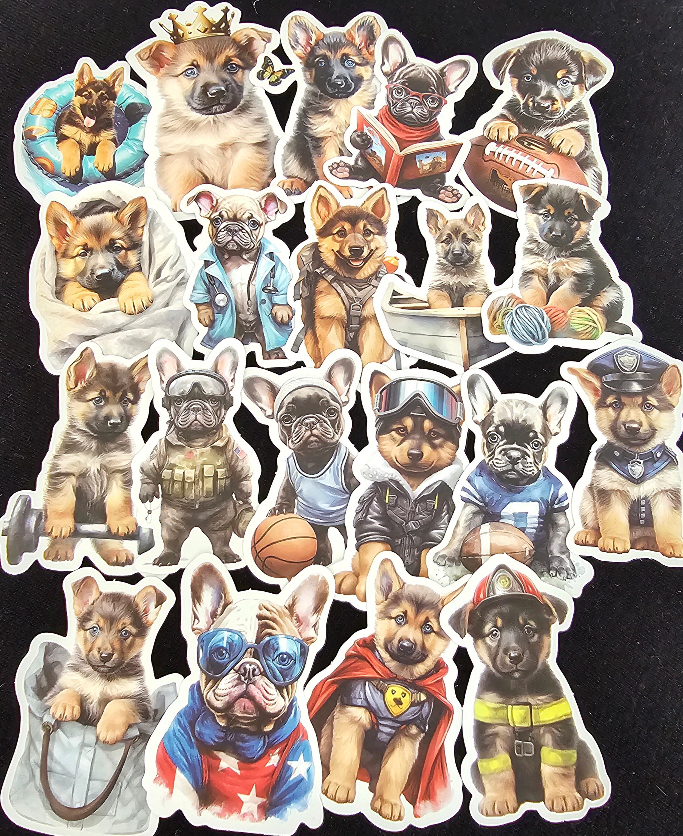 Cute Puppy Stickers Watercolor Vinyl Hearts Dog Art Sticker Pack ...