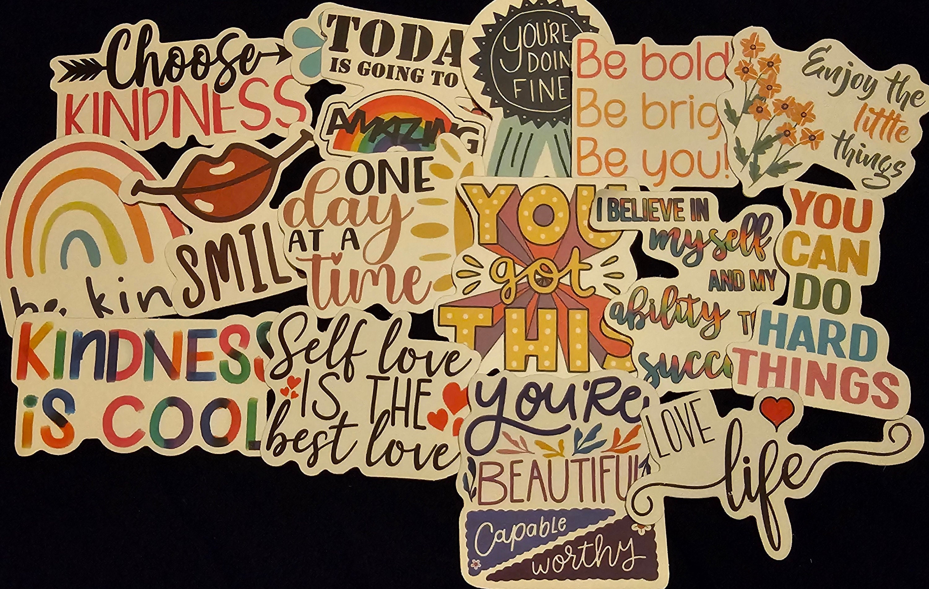 Positive Quote Stickers Set 15 Count Motivational Language Self Love ...