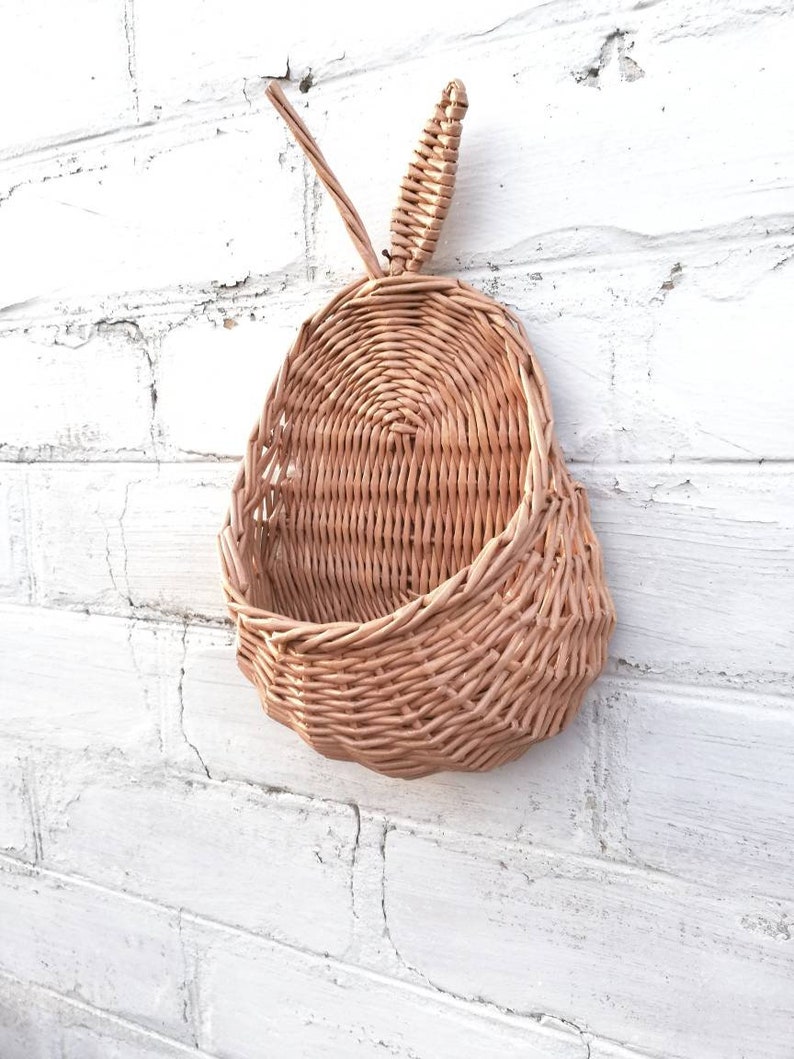 Wicker Wall Basket Basket Pear Mini Wall Hanging Nursery | Etsy