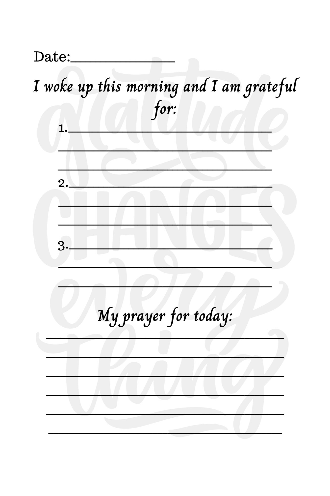 Gratitude Changes Every Thing-daily Gratitude and Goal Tracker-daily ...