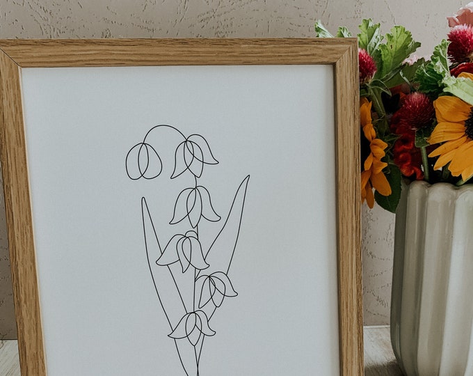 May Birth Flower Floral Line Art Birth Flower Line Illustration Lily of ...