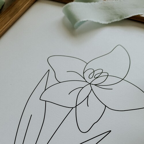 December Birth Flower Floral Line Art Birth Flower Line - Etsy