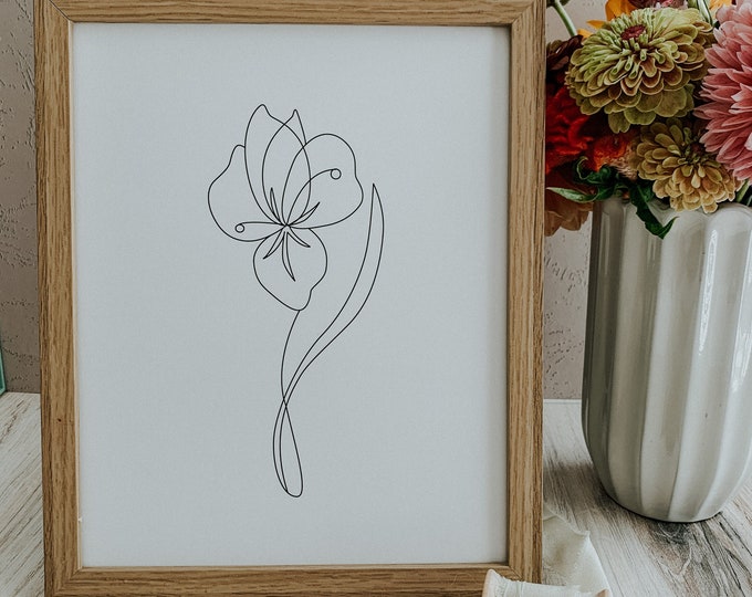 February Birth Flower Floral Line Art Birth Flower Line Illustration ...