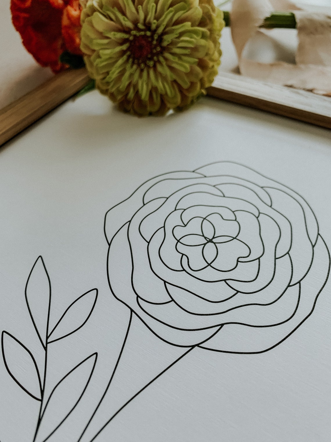 October Birth Flower Floral Line Art Birth Flower Line - Etsy