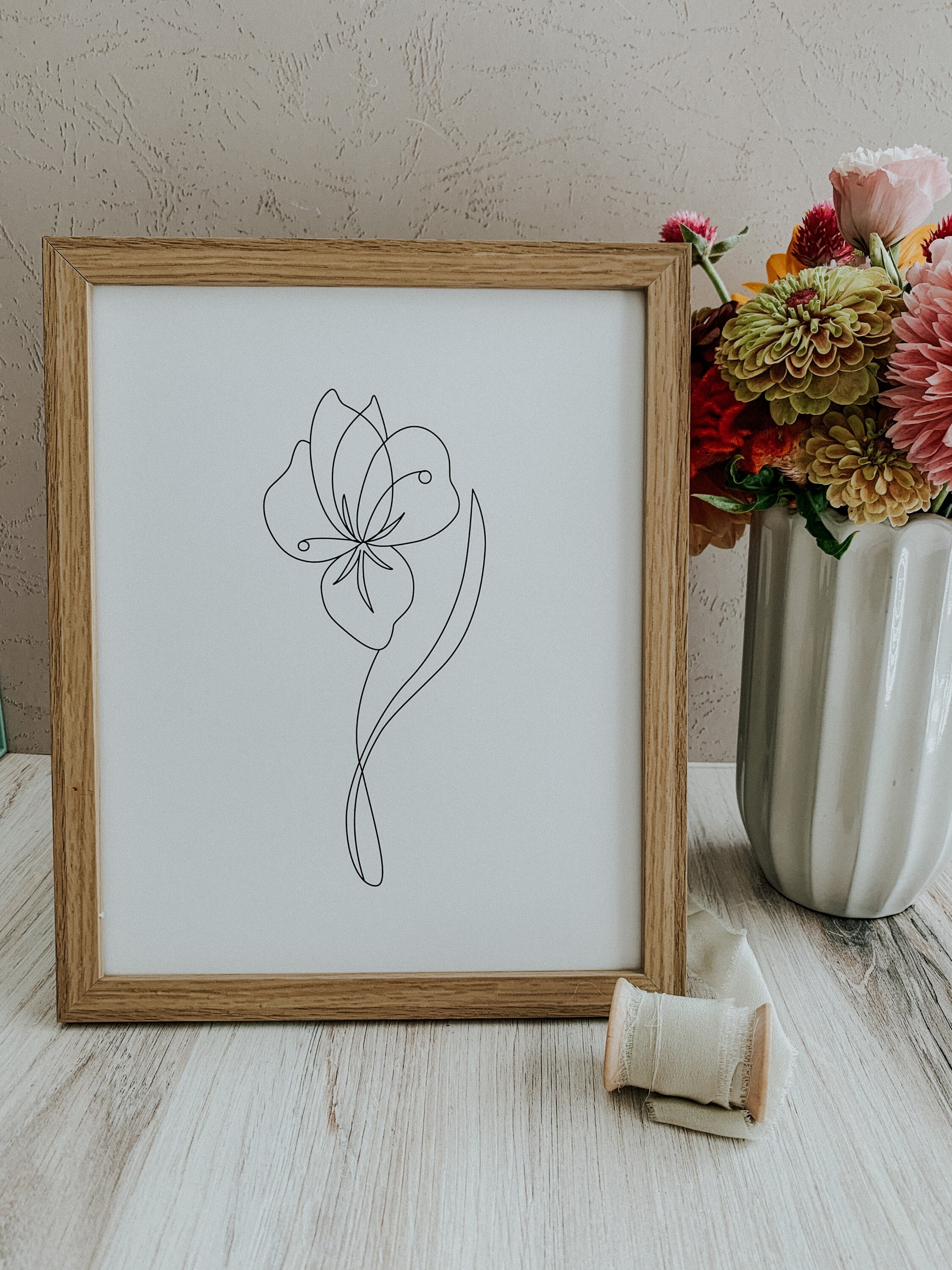 February Birth Flower Floral Line Art Birth Flower Line - Etsy