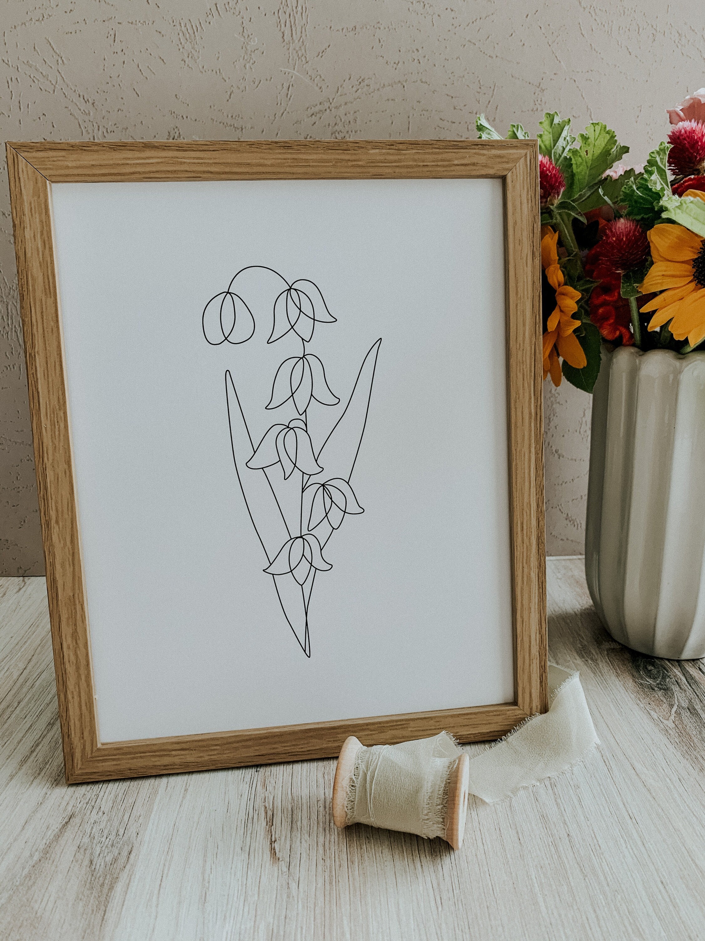 May Birth Flower Floral Line Art Birth Flower Line - Etsy