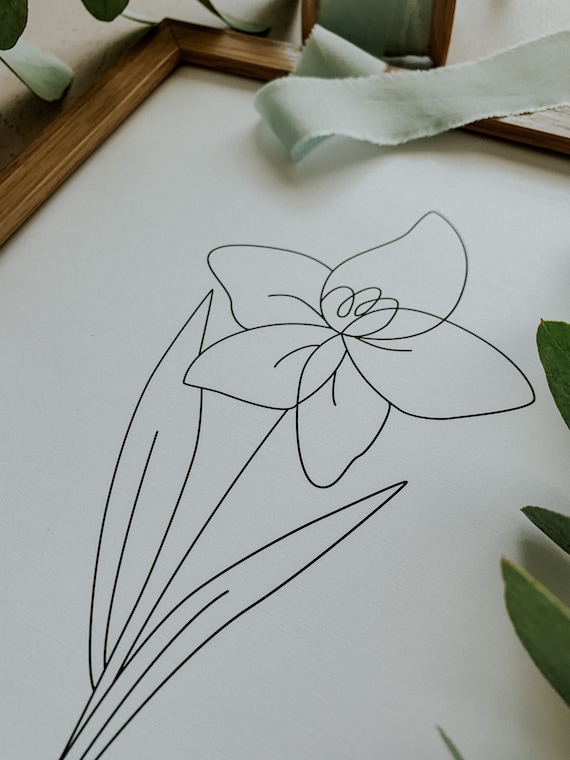 December Birth Flower Floral Line Art Birth Flower Line - Etsy
