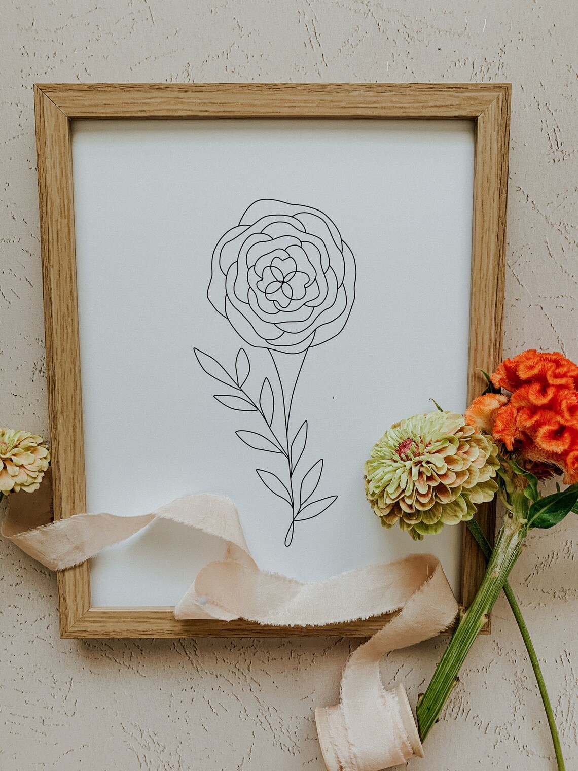 October Birth Flower Floral Line Art Birth Flower Line - Etsy