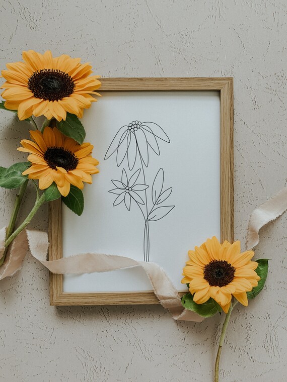 DIGITAL DOWNLOAD April Birth Flower Daisy Flower Drawing | Etsy