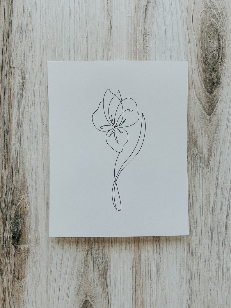 February Birth Flower Floral Line Art Birth Flower Line - Etsy