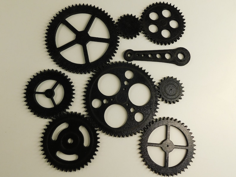 10 Pieces - Steampunk Gears Wall Decor - Eight Gears, Two Push Rods ...