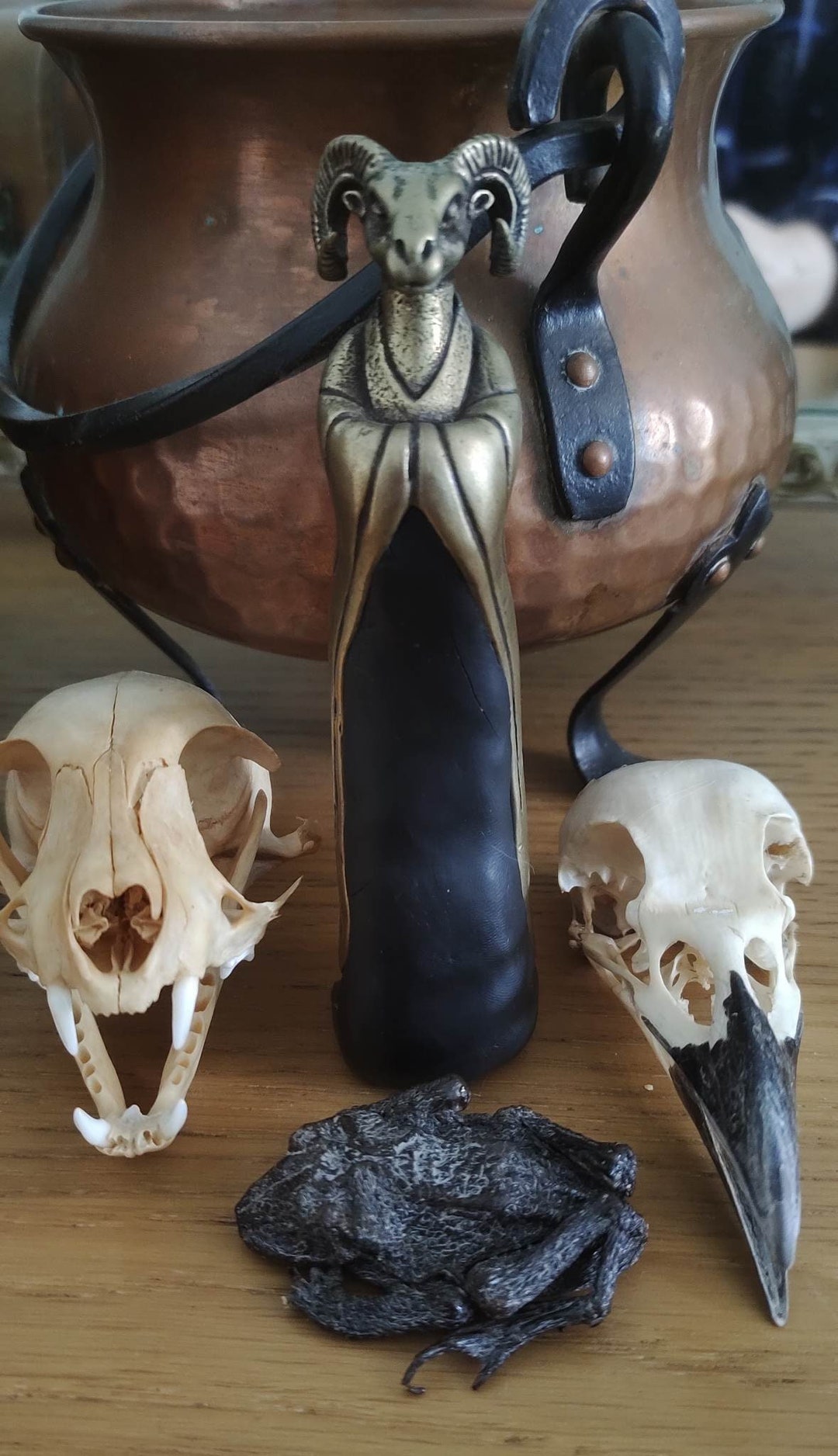 Goat Head Man Devil Robed Figure Statue Ornament Brass Clay Traditional ...