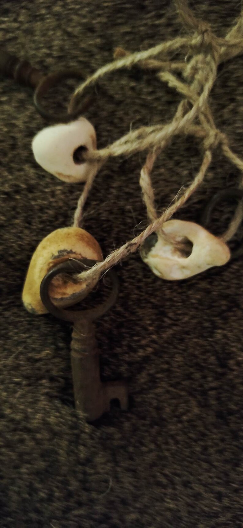Old Iron Key and Hag Stone Hag Stone Charm Home Protection - Etsy