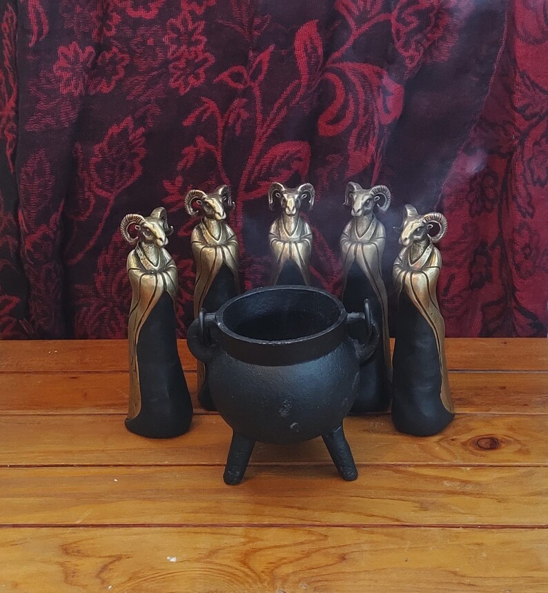 Goat Head Man Devil Robed Figure Statue Ornament Brass Clay Traditional ...