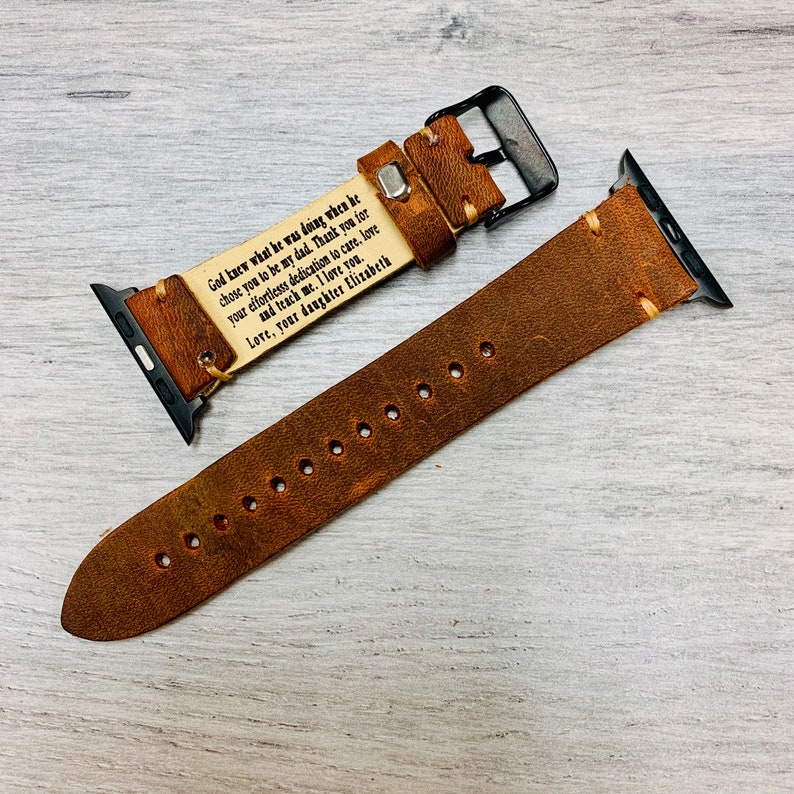 Your Handwriting Engraved on Leather Watchband Apple Watch - Etsy