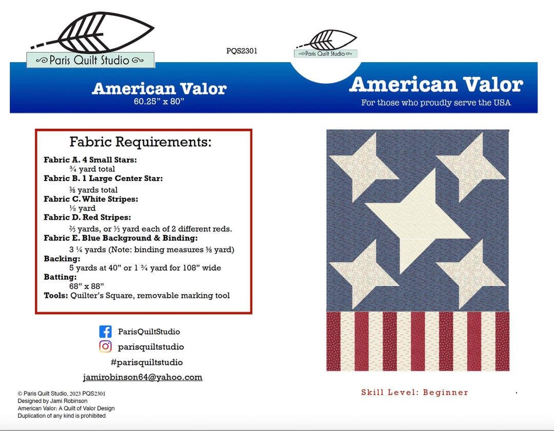 American Valor Quilt Pattern: Beginner Patriotic Design (PDF Download ...