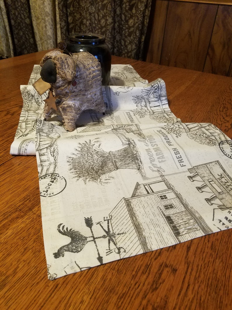 Farmhouse Runner Primitive Table Linen Centerpiece Table | Etsy