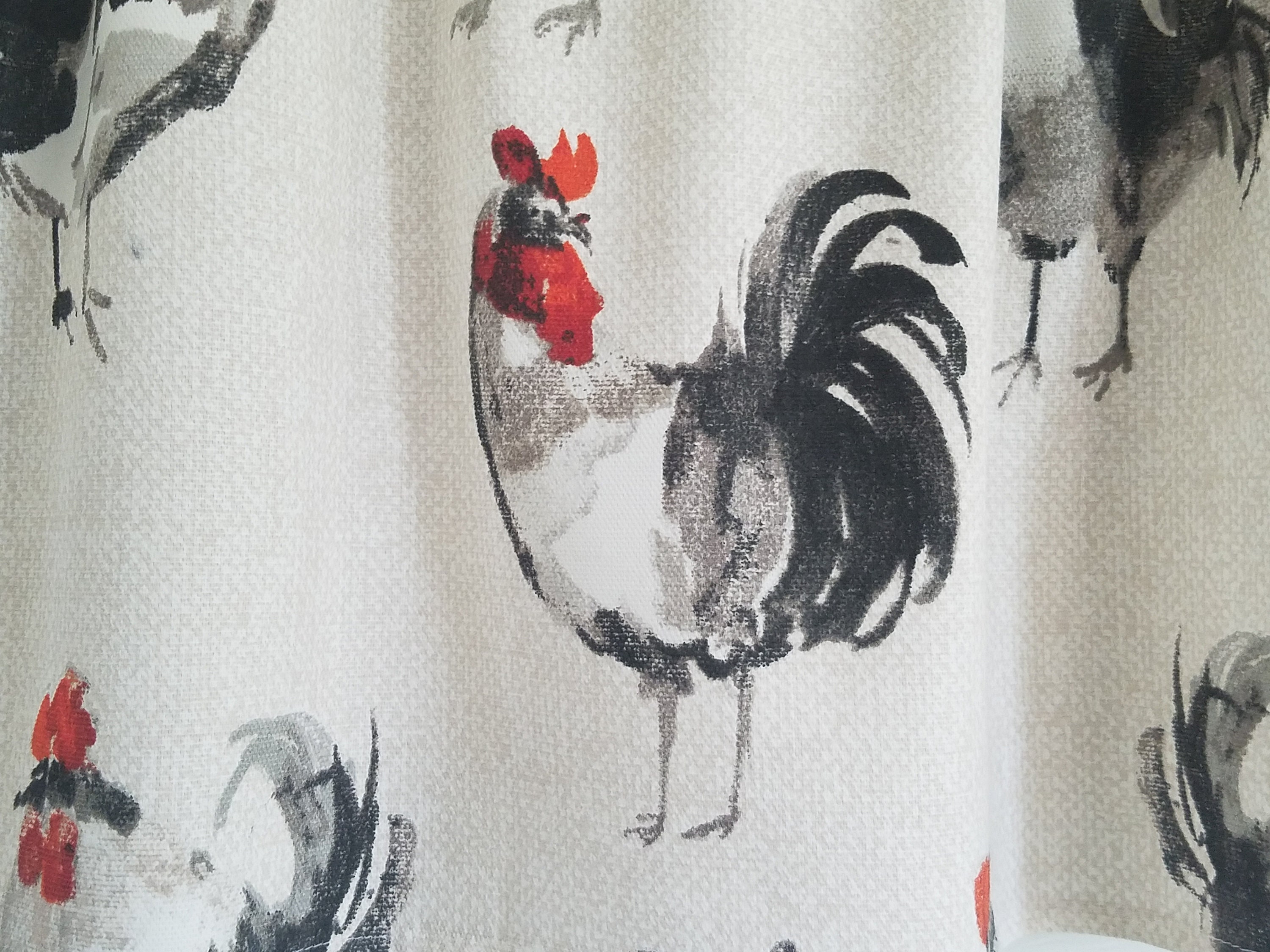 Rooster Linen. Hens. Farmyard. Chickens. Tan. Red. Black. - Etsy