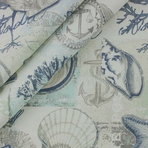 Sea Shells Shoal Nautical Panels Teal Starfish Reef Navy Curtain Indoor ...