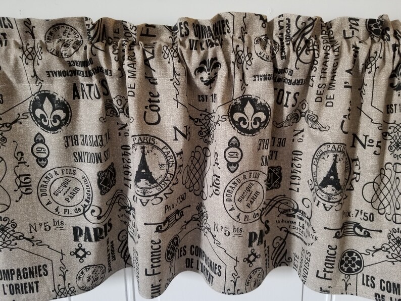 Paris. France. Brown. Beige. Cream. Postage Curtain. Script. - Etsy