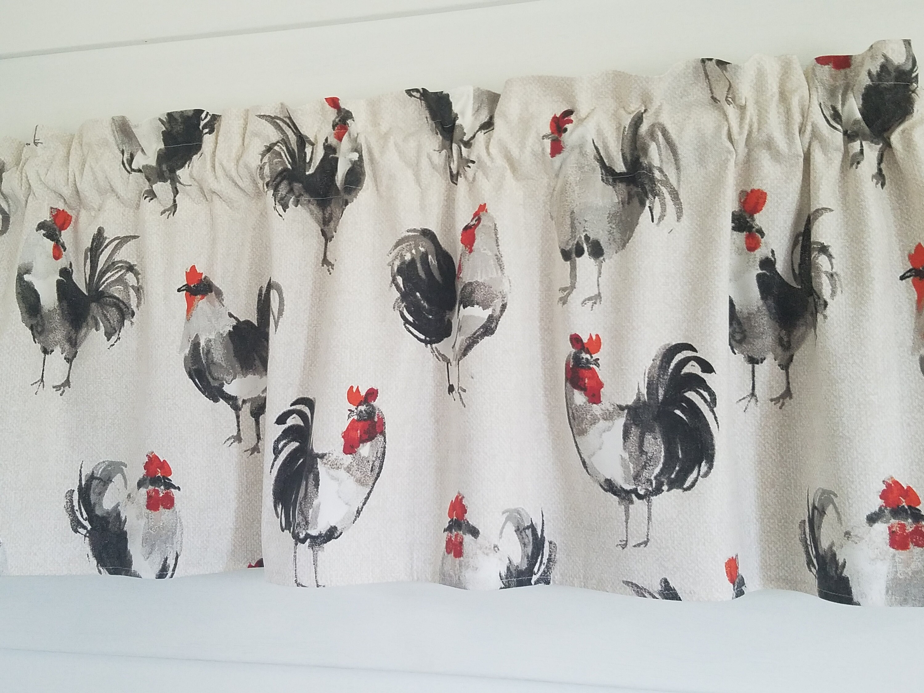 Rooster Linen. Hens. Farmyard. Chickens. Tan. Red. Black. | Etsy