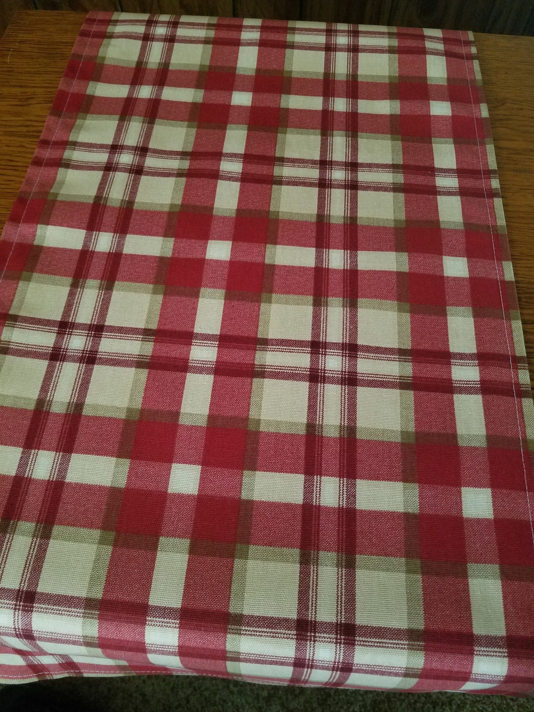 Plaid Red. Beige. Tan. Farmhouse. Country. Primitive. Table Runner ...