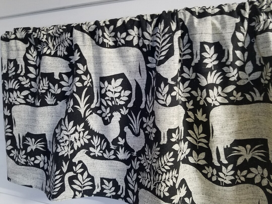 Primitive Valance Country Horse Sheep Rustic Farmhouse Kitchen Window ...